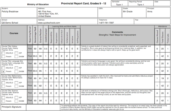 The Ontario Province Report Card Template - QuickSchools Blog