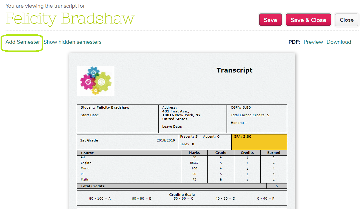 Manually Adding Semesters to Transcripts - QuickSchools Blog